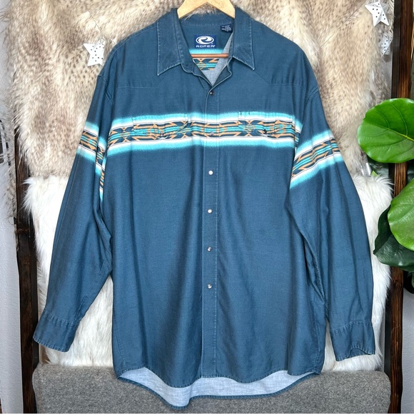 Roper | Shirts | Vintage Roper Pearl Snap Button Down Shirt | Poshmark